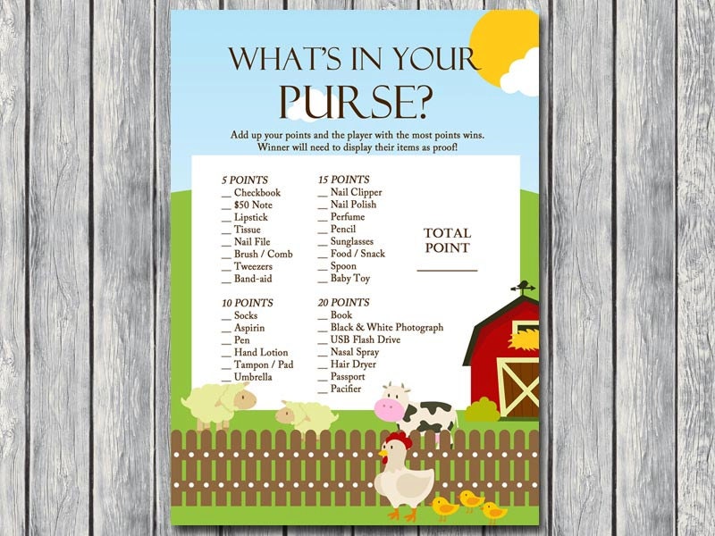 Farm Animals Baby Shower Games Printables, Gender Neutral, Farm Baby ...