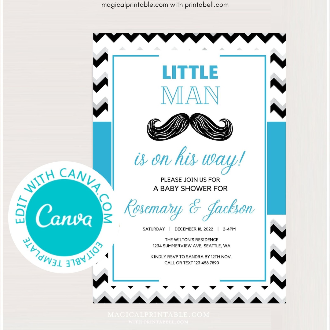 Editable Little Man Invitations, Editable Little Man Baby Shower ...