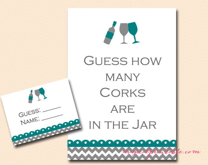 Guess How Many Wine Corks Sign. Instant Download Printable. Bridal ...