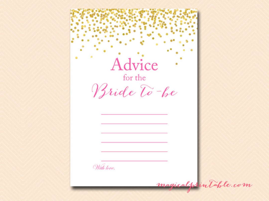 Advice for the Bride to Be, Instant Download, Bridal Shower Advice ...
