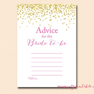 Advice for the Bride to Be, Instant Download, Bridal Shower Advice ...
