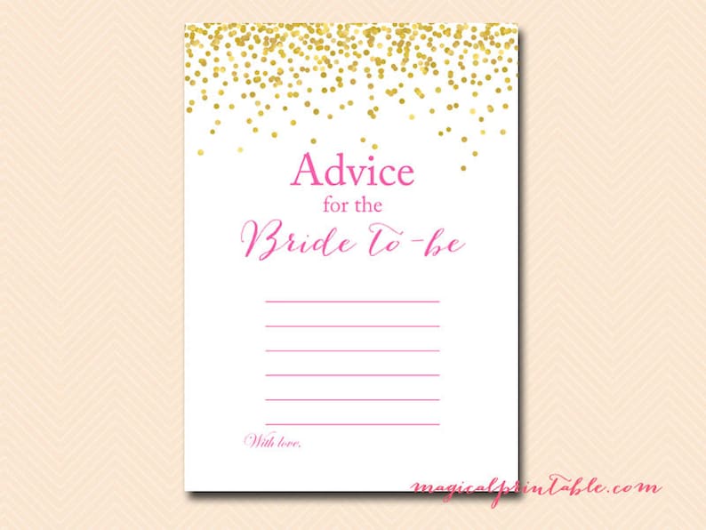 Advice for the Bride to Be, Instant Download, Bridal Shower Advice ...