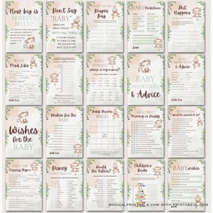 Monkey Baby Shower Games Bundle, Monkey Baby Shower, Baby Monkey Themed ...