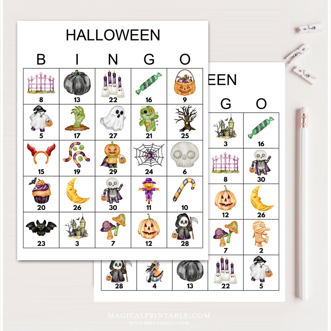 100 Halloween Bingo Cards, Printable Halloween Bingo, Halloween Party ...