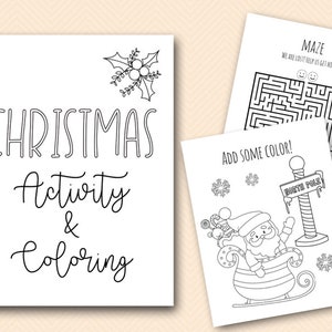 Christmas Kids Coloring and Activities Book Pages, Instant Download ...