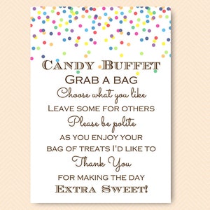 Sprinkle Candy Buffet Sign, Candy Bar Sign, Grab a Bag of Treat Sign ...