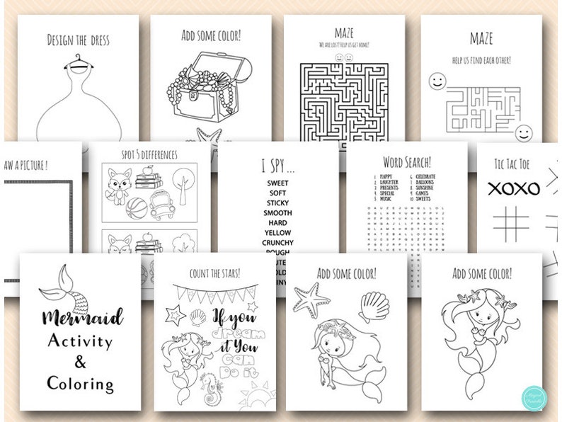 Mermaid Coloring and Activities Book Pages, Instant Download File, Kids ...