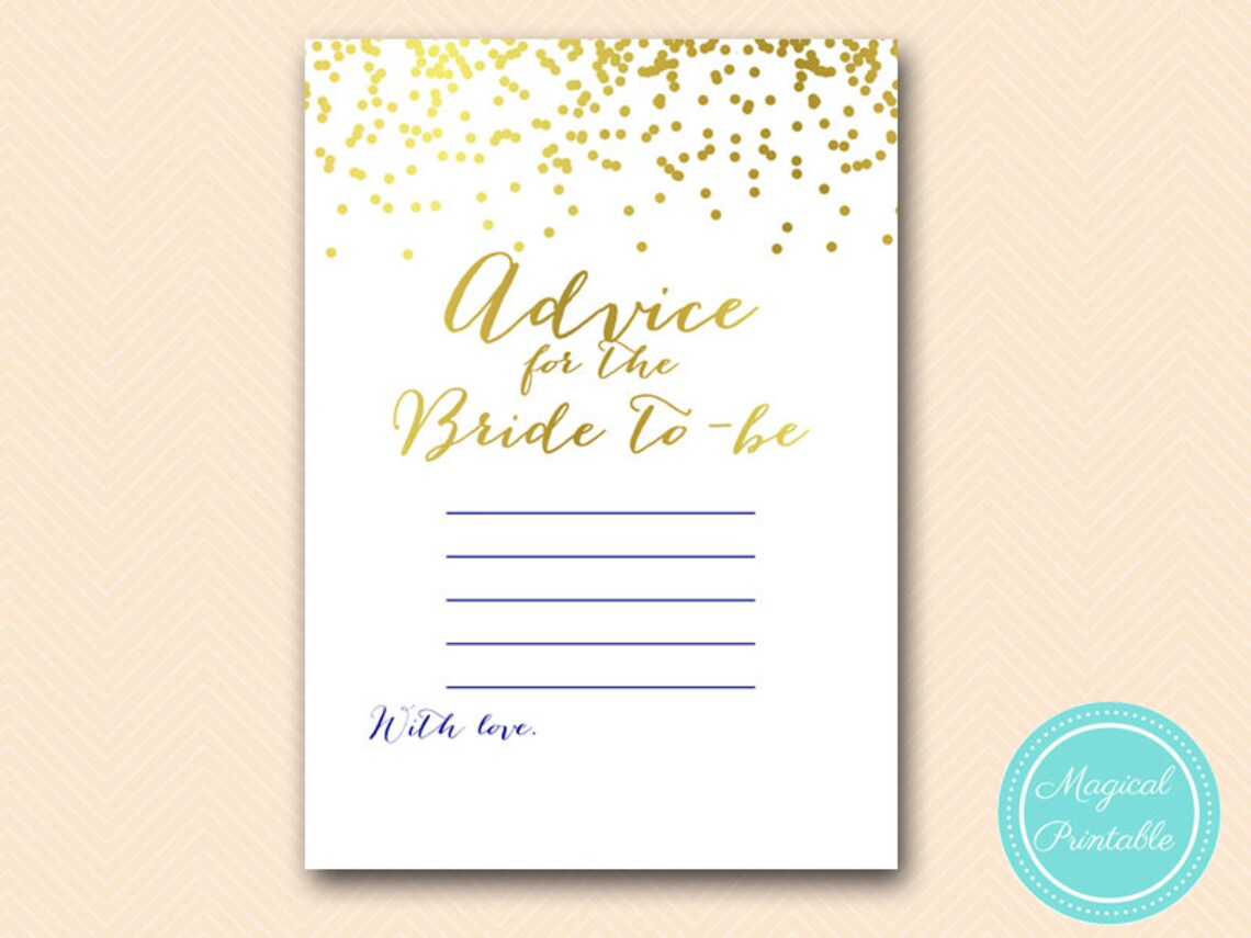 Advice for the Bride Printable Download Advice Cards Navy - Etsy