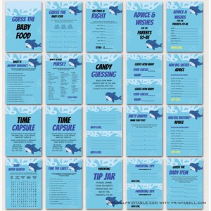 Shark Baby Shower Games Bundle, Shark Themed Baby Shower, Shark Baby ...