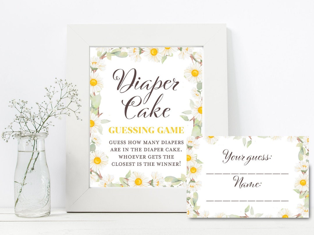 Diaper Cake Guessing Game, How Many Diapers, Daisy Baby Shower, Spring ...