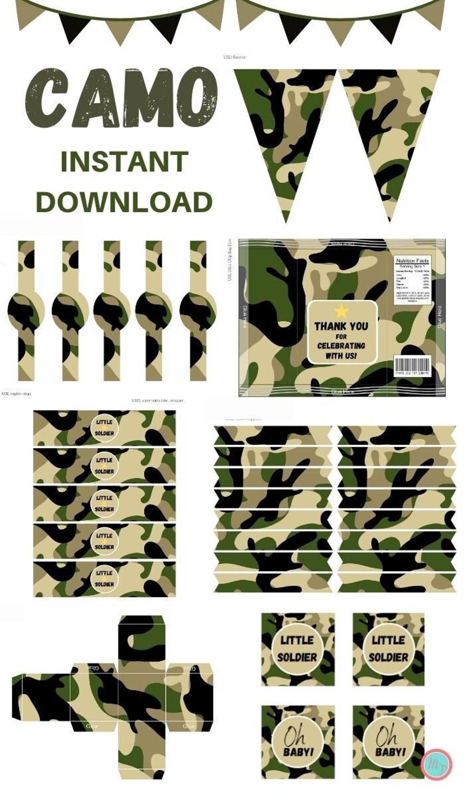 Camo Baby Shower Printable, Camo Themed Baby Shower, Instant Download ...