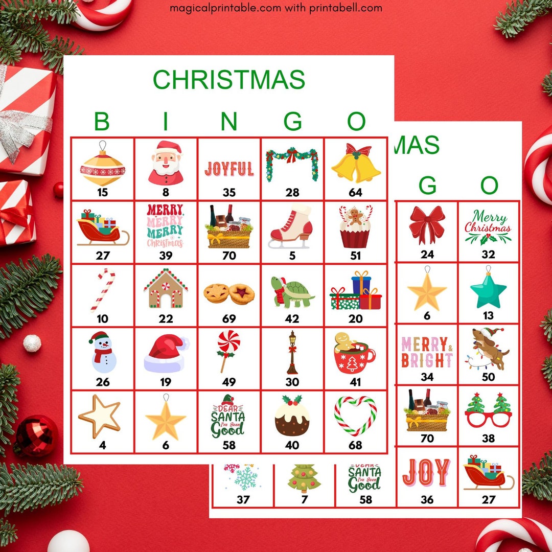 300x Christmas Bingo Cards, Printable Christmas Bingo, Christmas Party ...