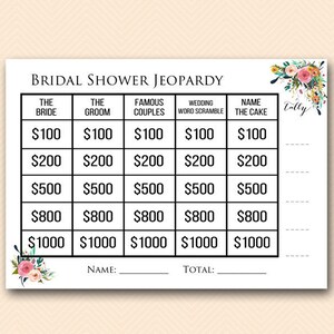 Garden Jeopardy Bridal Shower, Who Knows the Bride, Who Knows the Groom ...