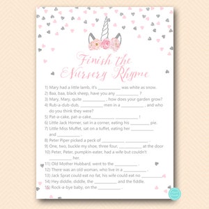 Pink Silver Unicorn Baby Shower Games Package, Whats in Your Phone, Who ...