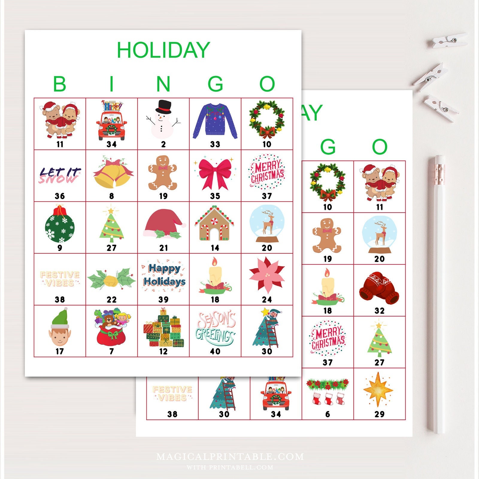 100 Holiday Bingo Cards, Printable Christmas Bingo, Christmas Party ...