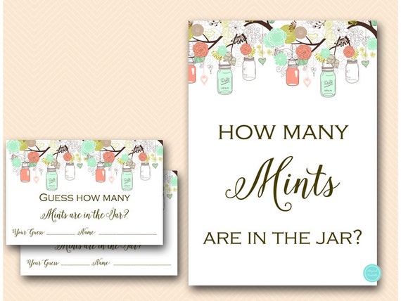 Mint Bridal shower, how many mints are in the jar, guessing game, candy ...