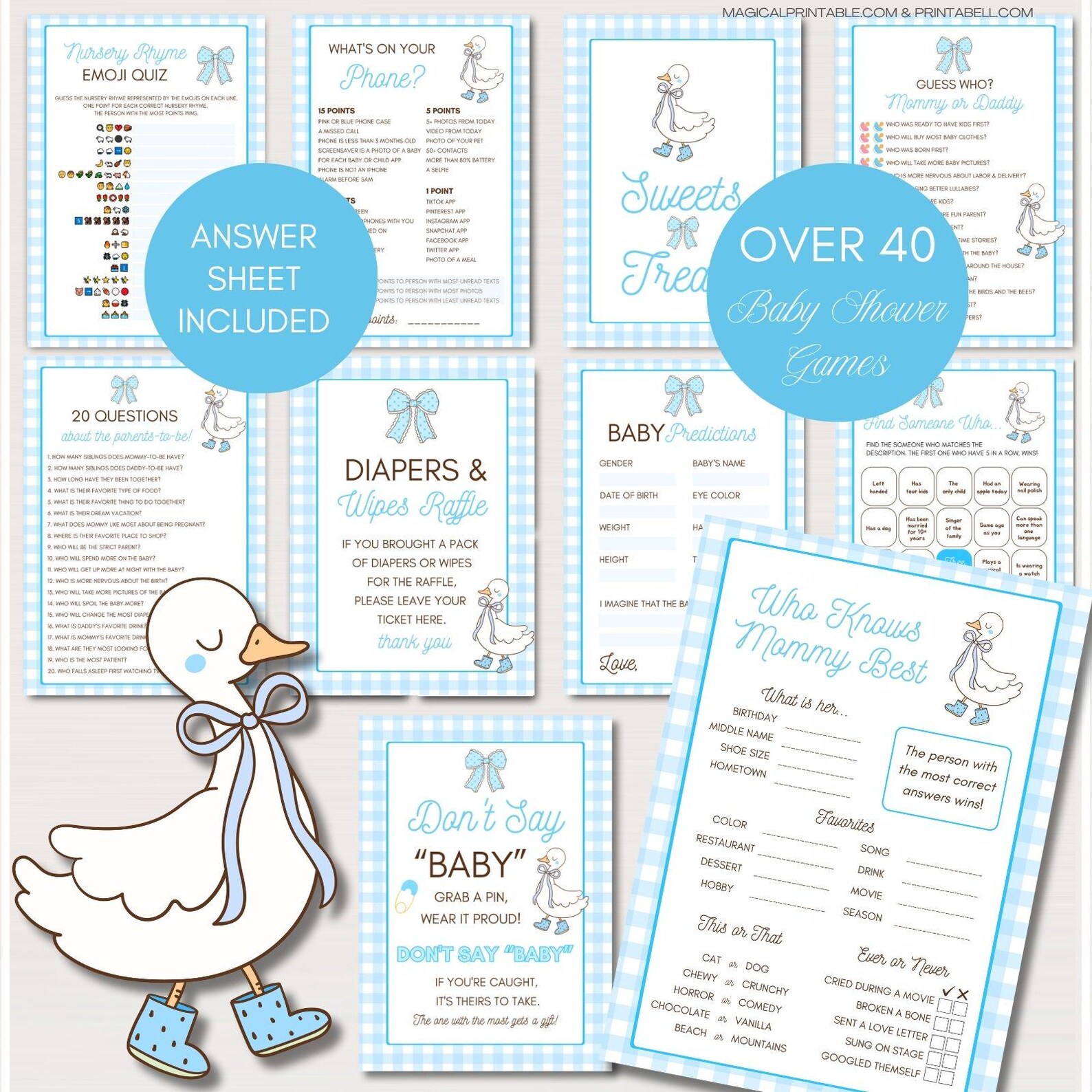 Blue Goose Baby Shower Games Package, Boy Goose Baby Shower, Blue Baby ...