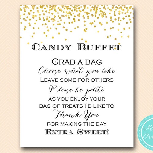 Gold Candy Buffet Sign Candy Bar Sign Grab a Bag of Treat - Etsy