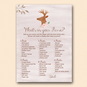 What's in Your Purse, Purse Raid, Purse Hunt Game, Rustic Woodland ...