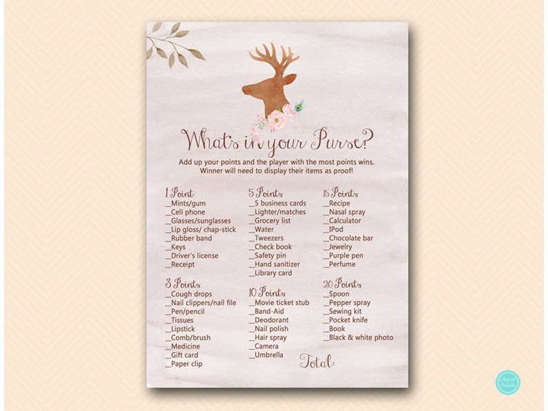 What's in Your Purse Purse Raid Purse Hunt Game Rustic - Etsy