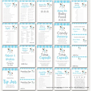 Blue Carousel Baby Shower Games Bundle, Carousel Themed Baby Shower ...