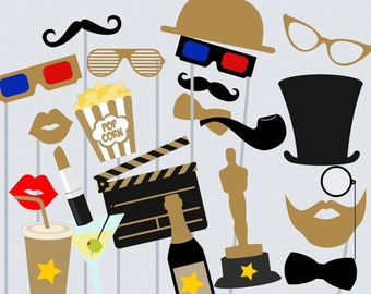 PRINTABLE Movie Night Photo Booth Props–hollywood Photo Props-awards ...