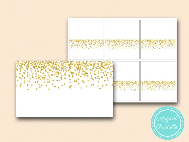 Editable Gold Confetti Food Labels, Editable Instant Download Tent ...