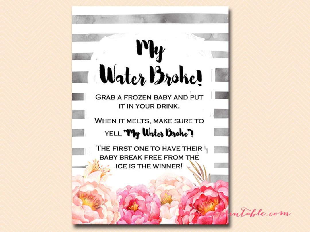 My Water Broke, Ice Cube Baby Game, Ice Cube Game, Watercolor Peonies ...