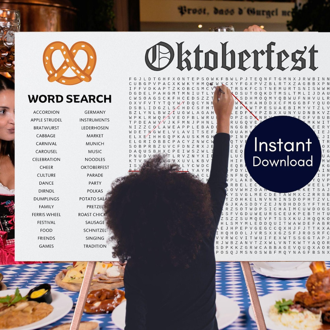 Giant Oktoberfest Word Search, Oktoberfest, Printable Oktoberfest Word ...