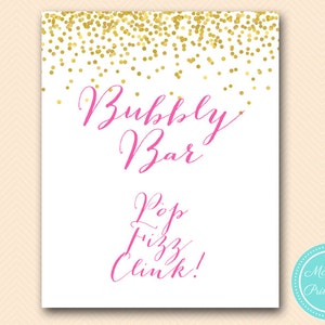Bubbly Bar Sign Pop Fizz Bridal Shower Wedding Signs - Etsy