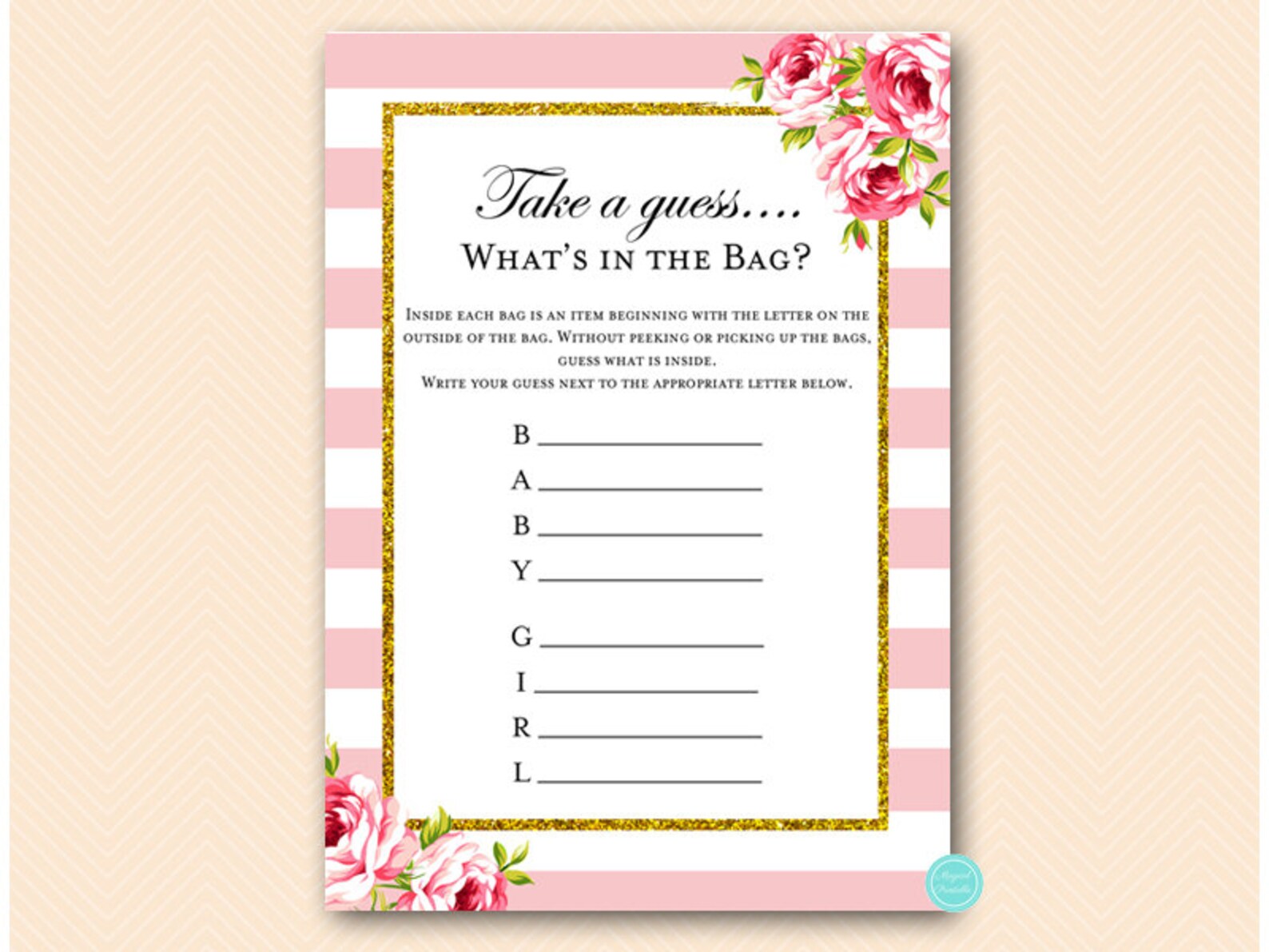 Pretty Pink Baby Shower Games Pink Baby Predictions and - Etsy