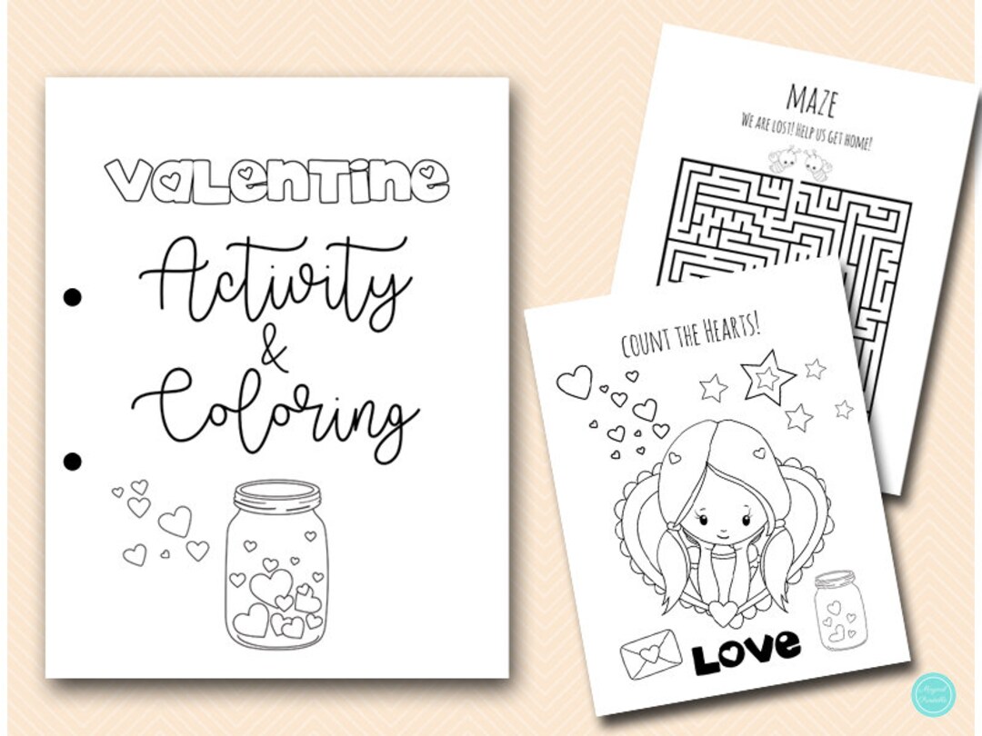 Valentine Coloring and Activities Book Pages, Instant Download File ...