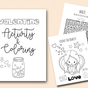 Valentine Coloring and Activities Book Pages, Instant Download File ...