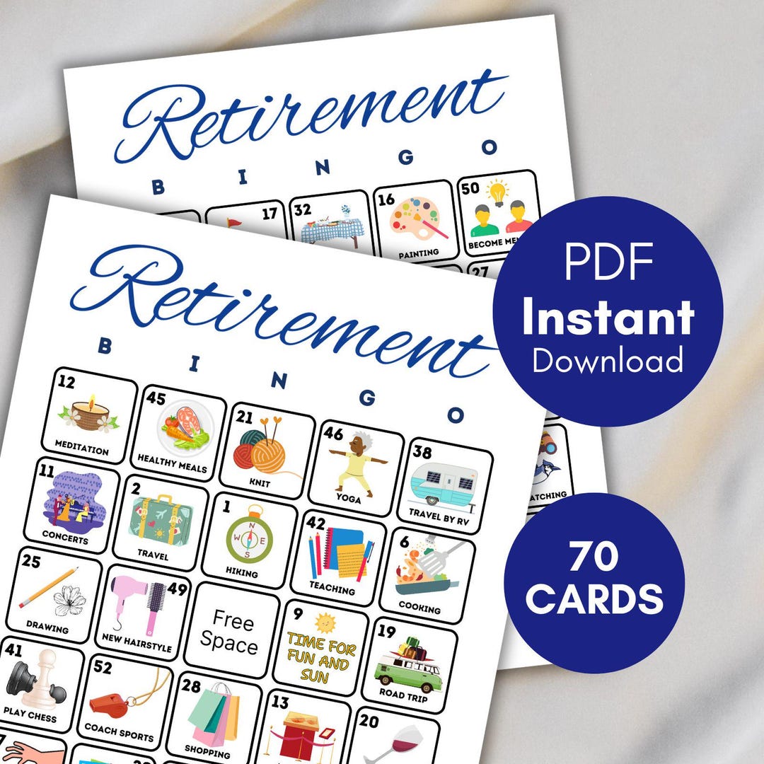 100x Retirement Bingo Cards, Printable Retirement Bingo, Retirement ...