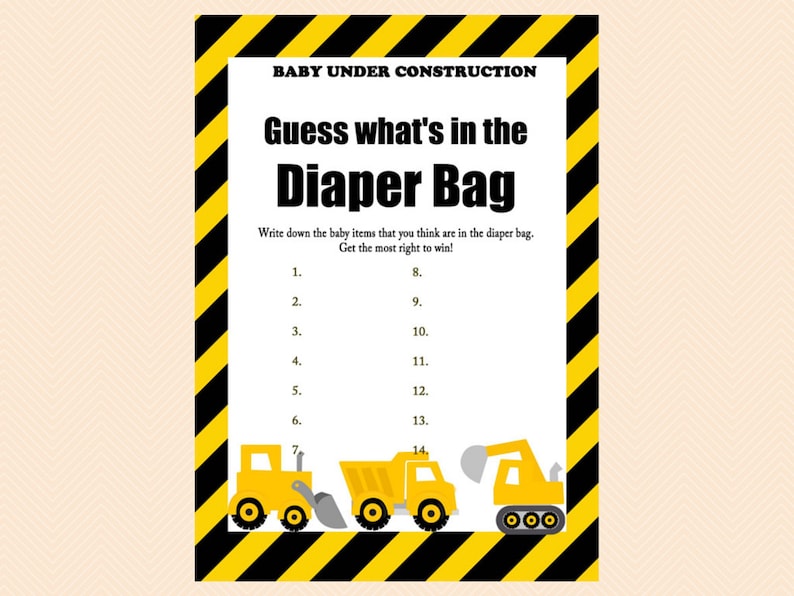 Guess what's in the Diaper Bag Game Diaper Game Baby | Etsy