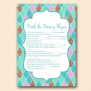 Mermaid Baby Shower Games, Nursery Rhyme Baby Shower, Nursery Rhyme ...