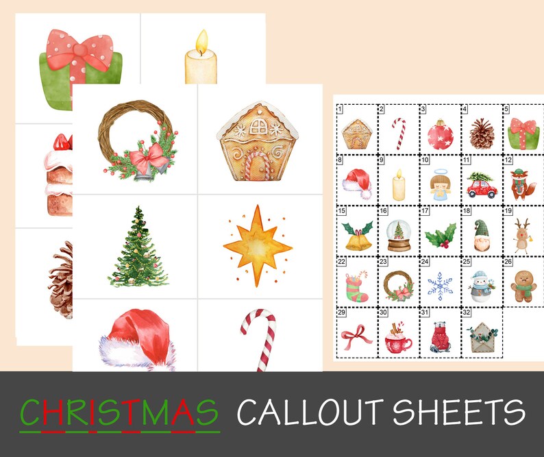 100x Cute Christmas Bingo Cards, Printable Christmas Bingo, Christmas ...