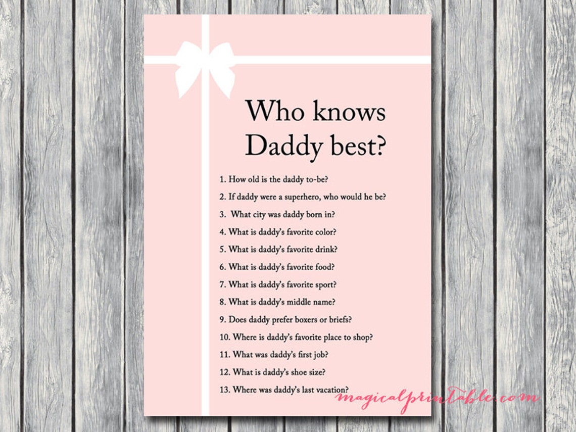 Who Knows Daddy Best How Well Do You Know Daddy Girl Baby - Etsy