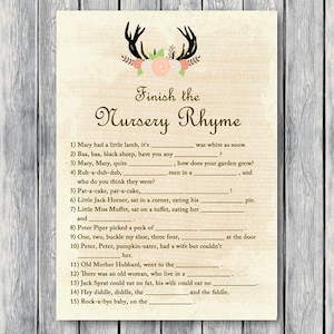 Finish the Nursery Rhyme Game, Nursery Rhyme Quiz, Game Baby Shower ...