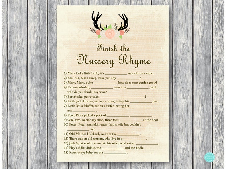 Finish the Nursery Rhyme Game Nursery Rhyme Quiz Game Baby - Etsy
