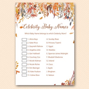 Autumn Fall Baby Shower Games, Celebrity Baby Name Game, Celebrity Baby ...