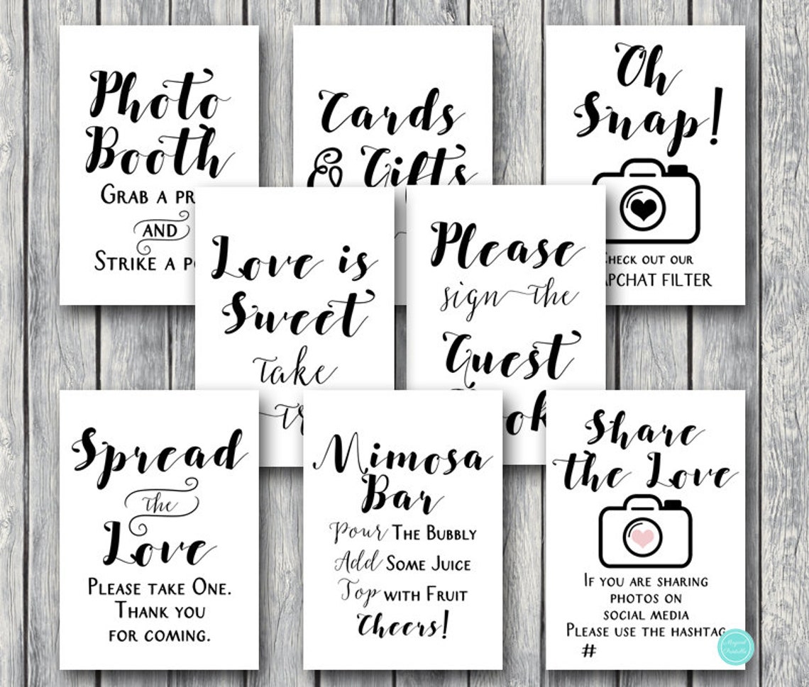 Rustic Bridal Shower Table Signs Bridal Shower Signs - Etsy