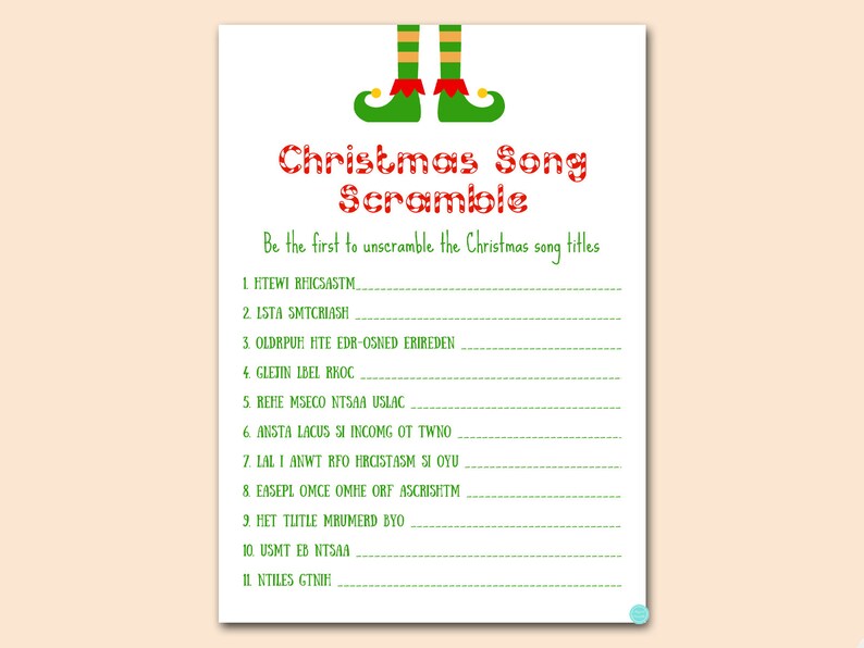 Christmas Songs Scramble Game, Rustic Christmas Family Game, Christmas ...