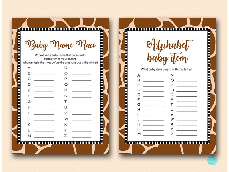 Giraffe Baby Shower Game Printable, Game Package, Instant Download ...