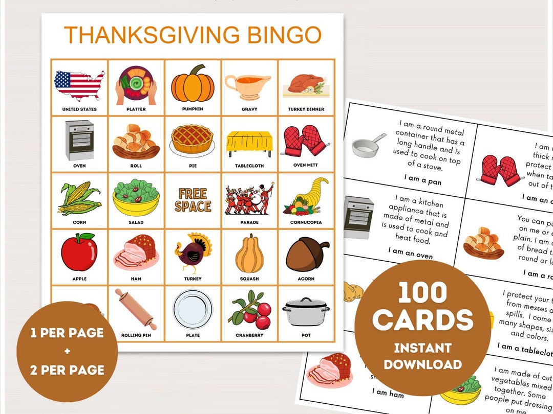 Printable Thanksgiving Bingo Cards, Family Thanksgiving Bingo ...