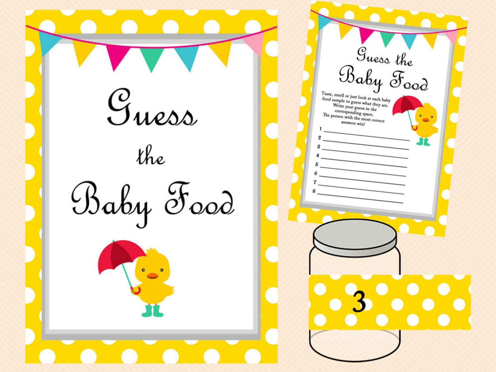 Baby Food Game Baby Food Jar Labels Guess the Baby Food - Etsy