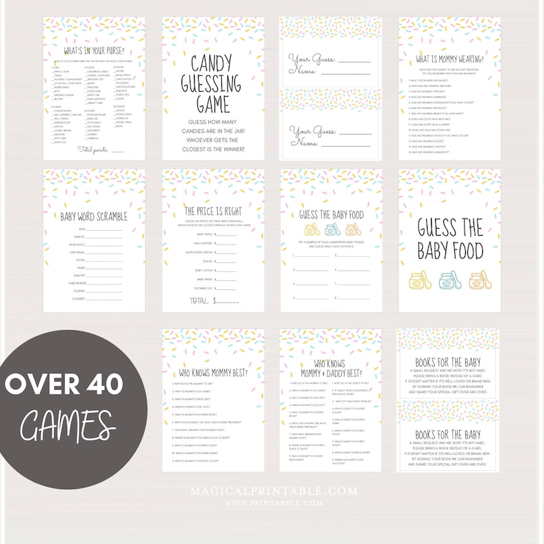 Over 40 Sprinkle Baby Shower Games Bundle, Baby Sprinkle Games ...