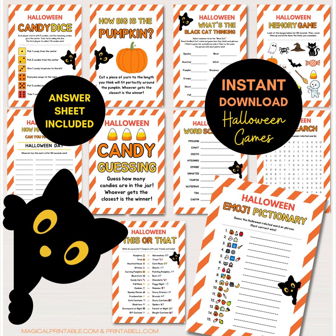 Halloween Games Bundle Printable, Halloween Activities, Halloween Party ...