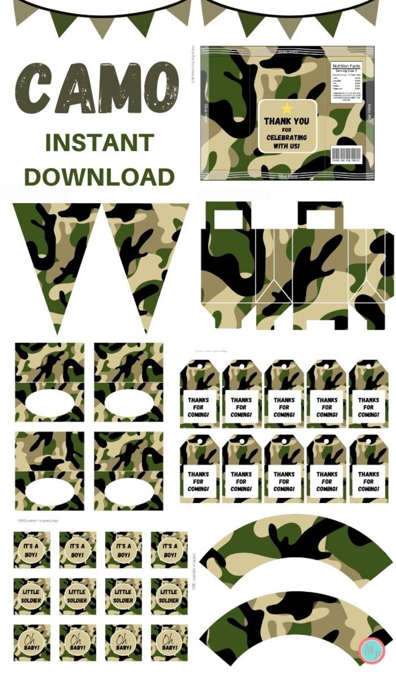 Camo Baby Shower Printable, Camo Themed Baby Shower, Instant Download ...