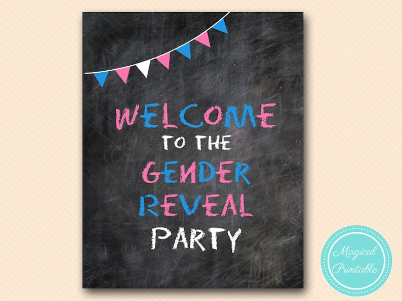 Welcome To The Gender Reveal Party Sign Instant Download Etsy
